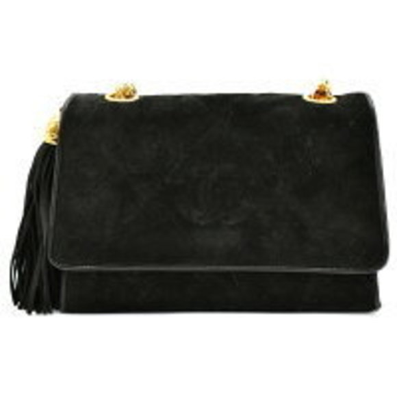 CHANEL | Bags | Chanel Coco Mark Tassel Black Suede Gd Seal Chain ...